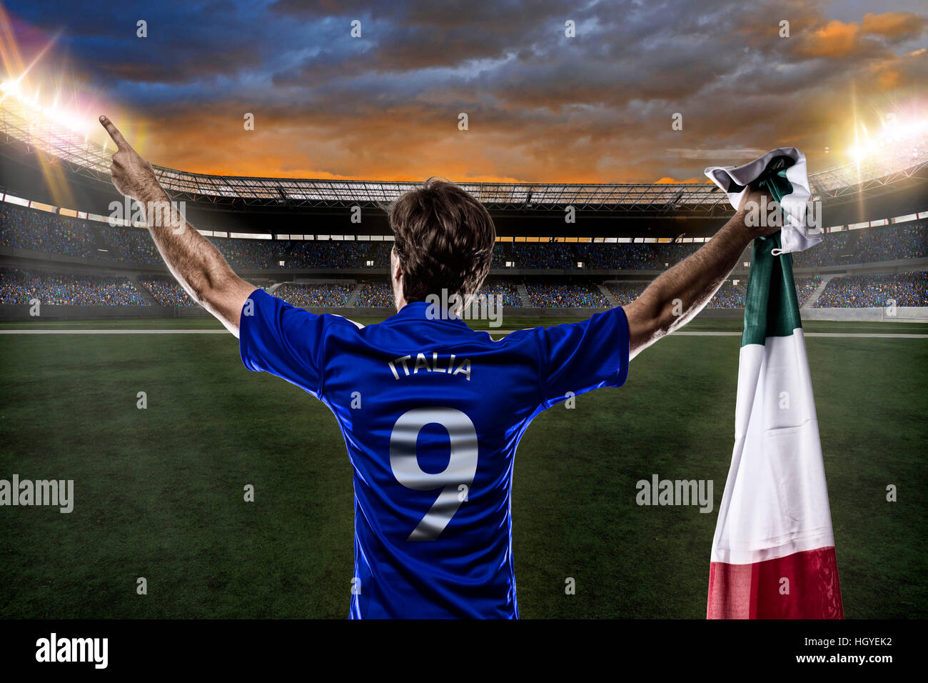 Italian soccer player, celebrating with the fans Stock Photo - Alamy