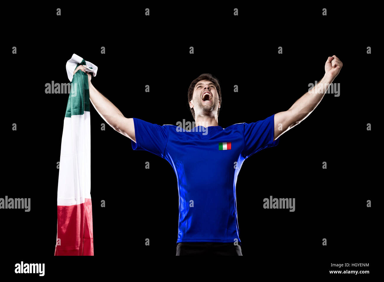 Italian soccer player, celebrating on a Black background Stock Photo ...