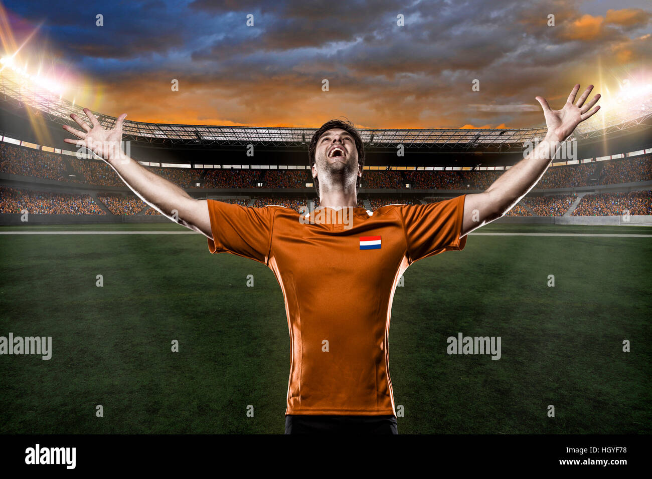 Dutchman soccer player, celebrating with the fans Stock Photo - Alamy
