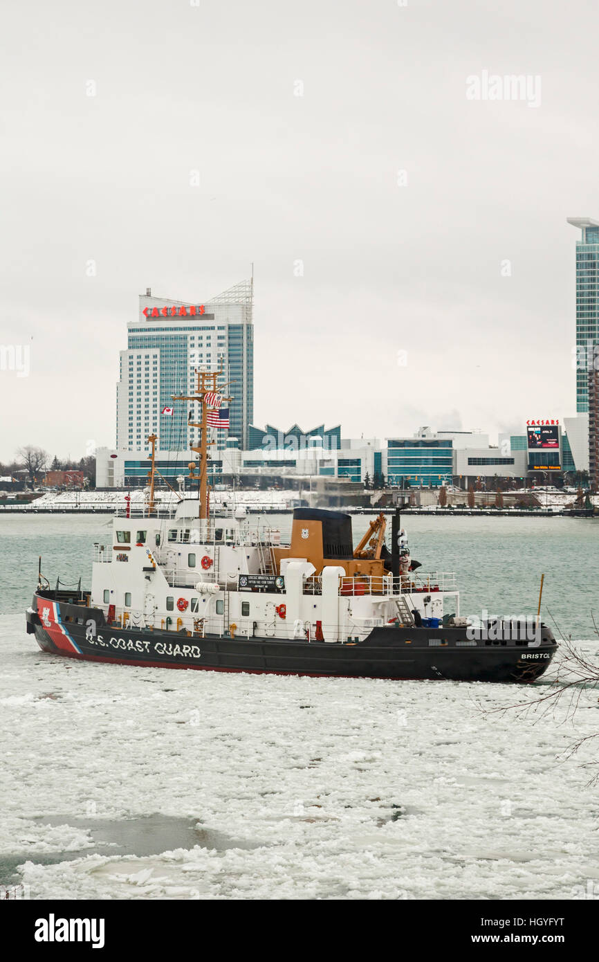 Detroit, Michigan - The U.S. Coast Guard cutter Bristol Bay patrols the ...