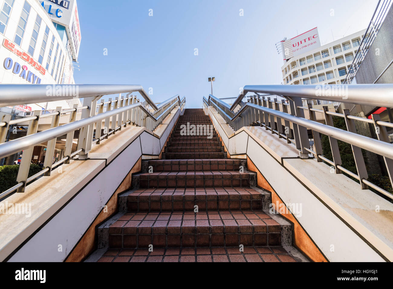 Steps of pedestrian deck, Shinjuku station west entrance,Shinjuku-Ku ...