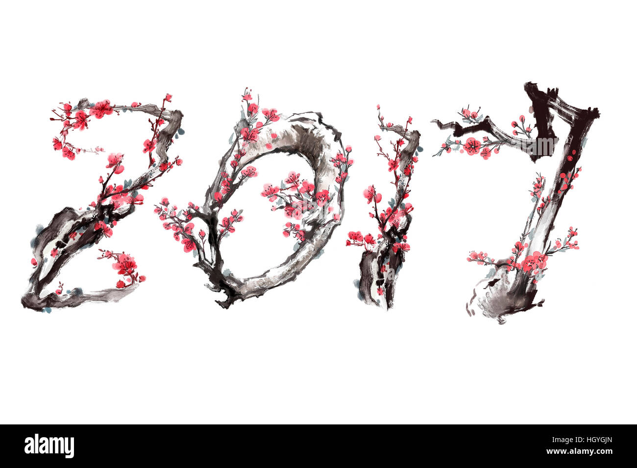 Chinese new year plum Cut Out Stock Images & Pictures - Alamy