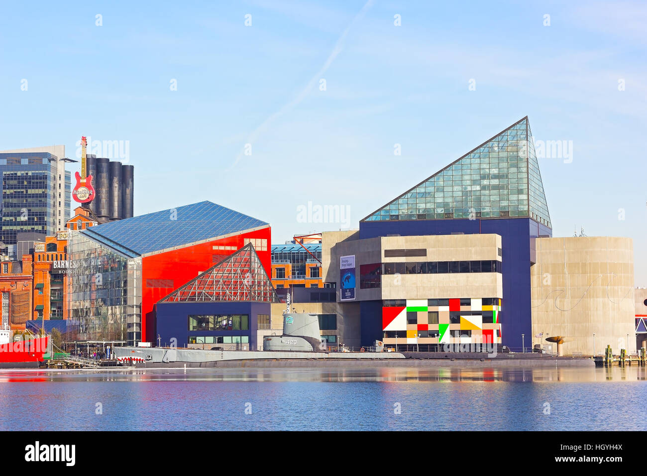 Baltimore city landmarks at inner Harbor in winter Stock Photo - Alamy