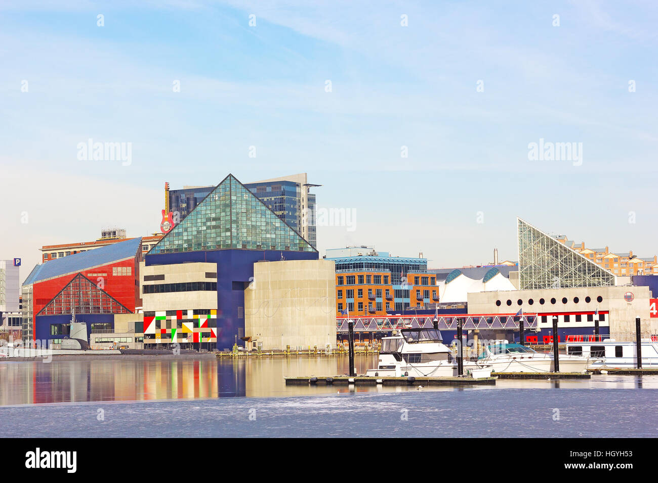 National Aquarium, historic submarine Torsk and private boats at Inner ...