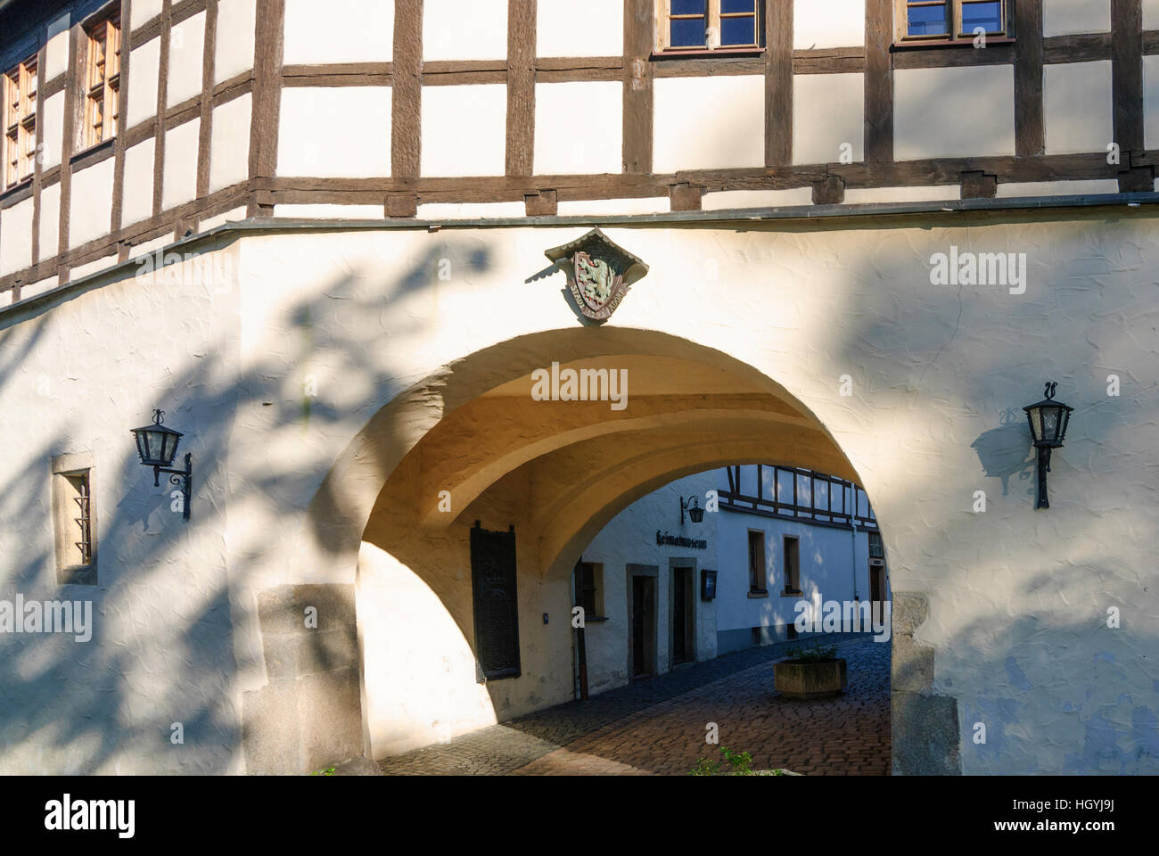 Adorf: Freiberger Gate, local museum, Vogtland, Sachsen, Saxony ...