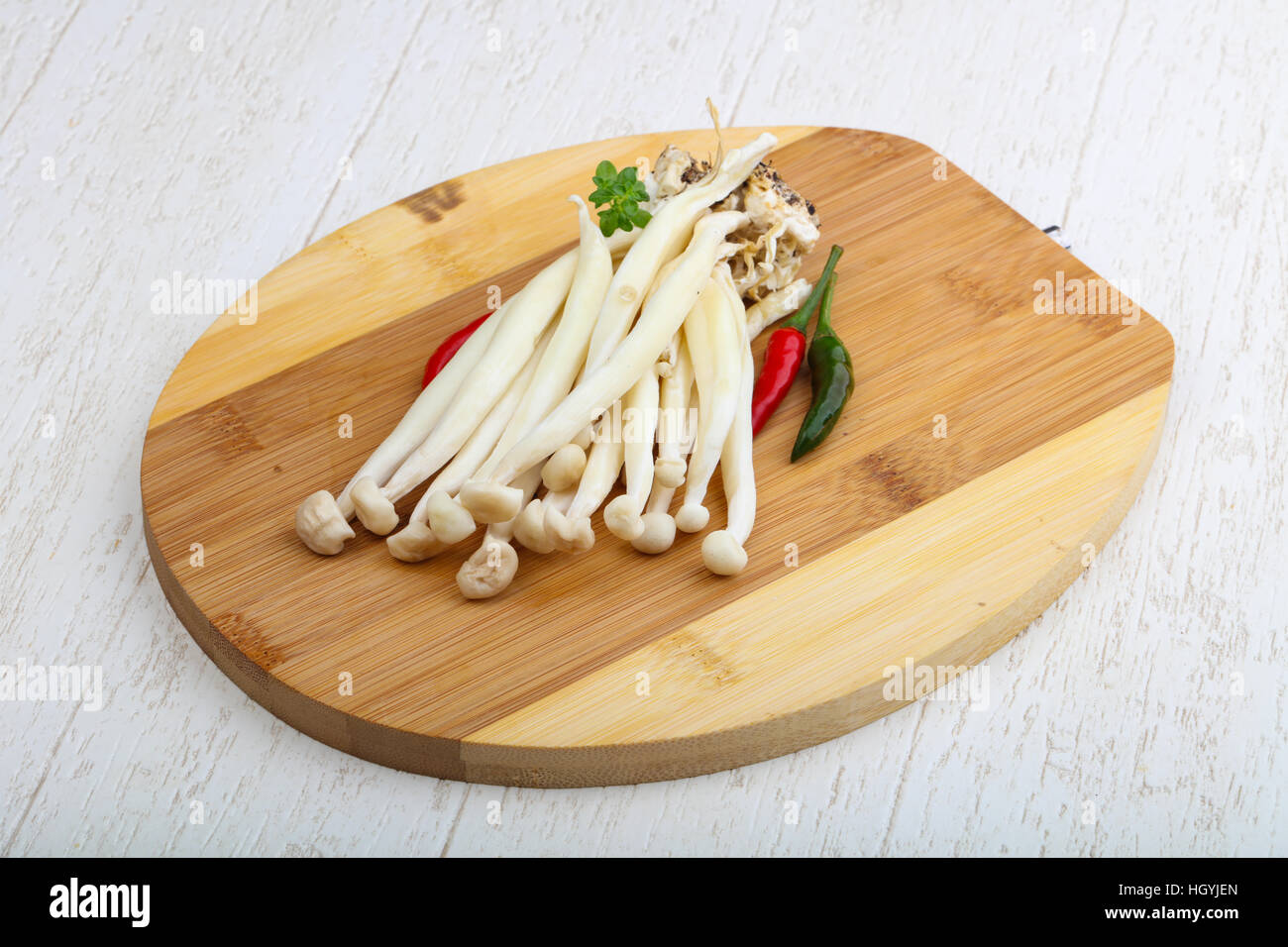 Japanese mushroom - enoki raw food ready for cooking Stock Photo - Alamy
