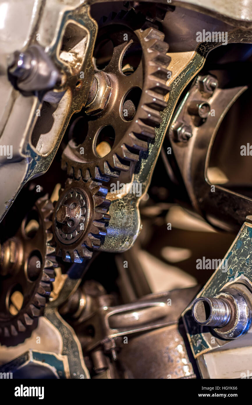 Pistons and gears of an old aero engine Stock Photo - Alamy