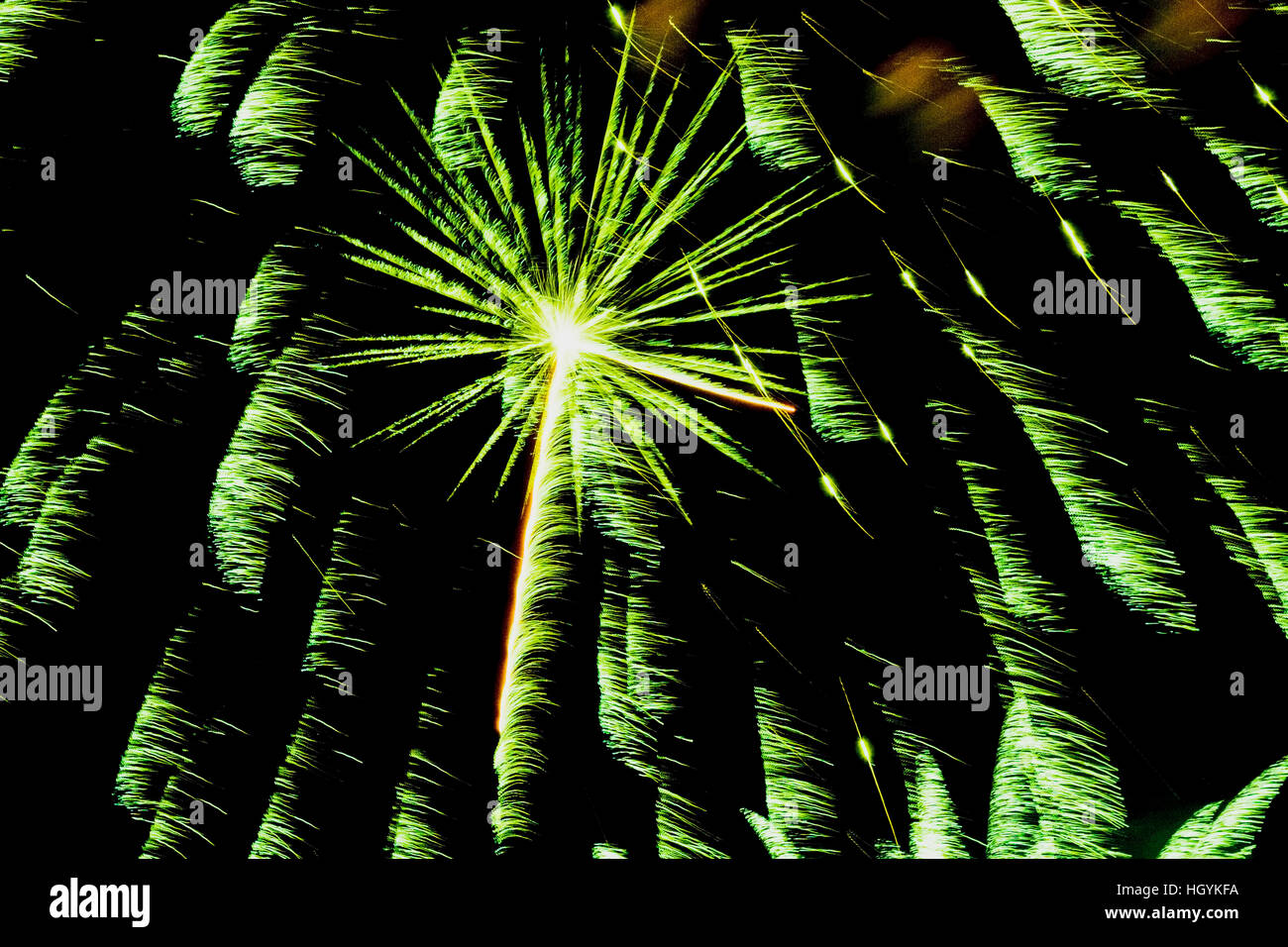 Green fireworks in night sky, Quebec, Canada Stock Photo - Alamy