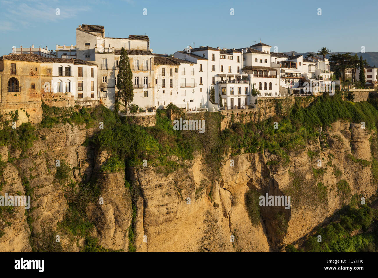 White Town high above the river gorge El Tajo, Ronda, Malaga province ...