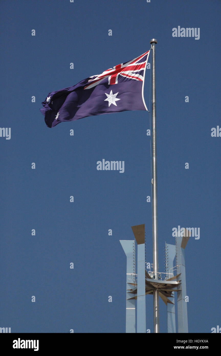 Flag on the Australian Parliament, Canberra, ACT, Australia Stock Photo ...