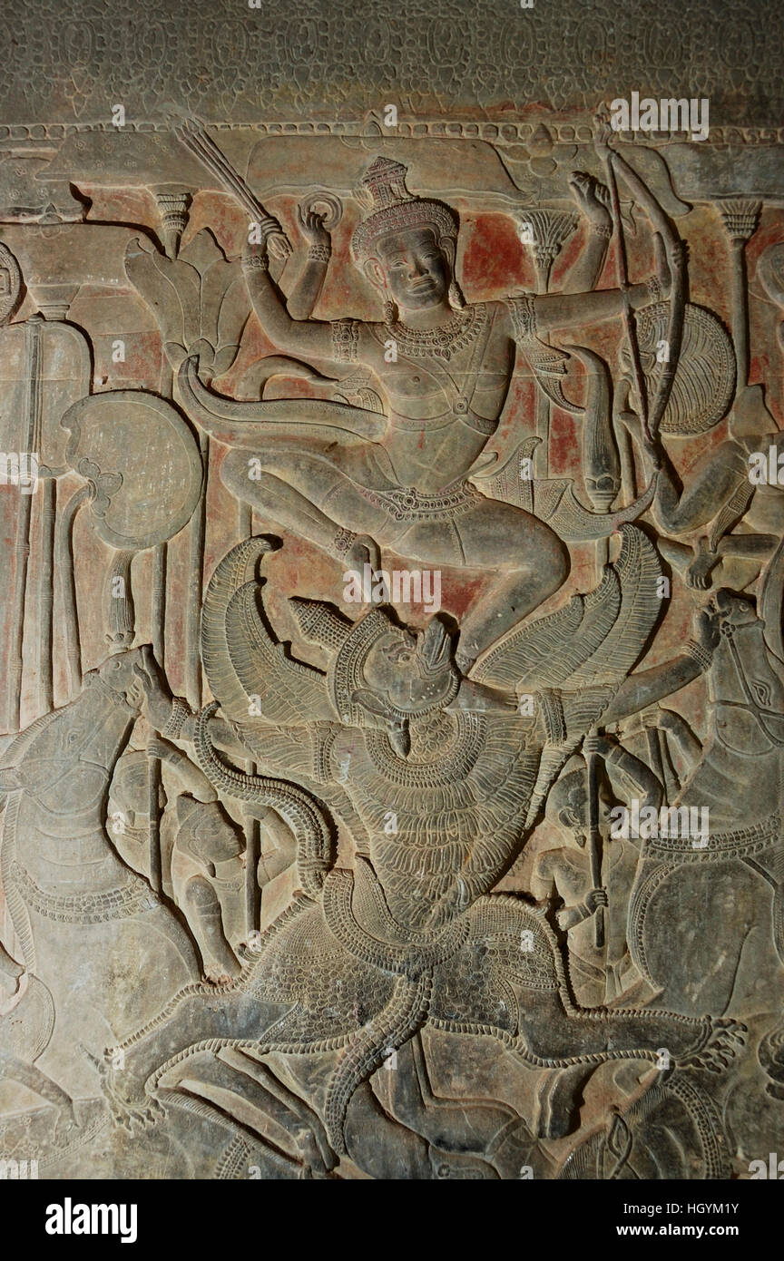 Bas relief, Angkor Wat main temple, Cambodia Stock Photo - Alamy