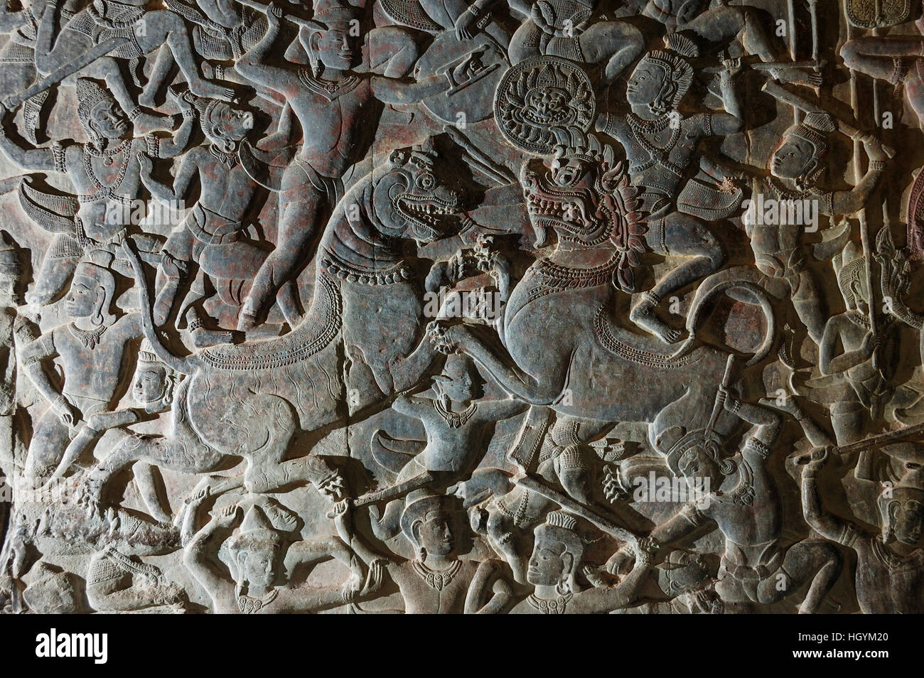 Bas relief, Angkor Wat main temple, Cambodia Stock Photo - Alamy