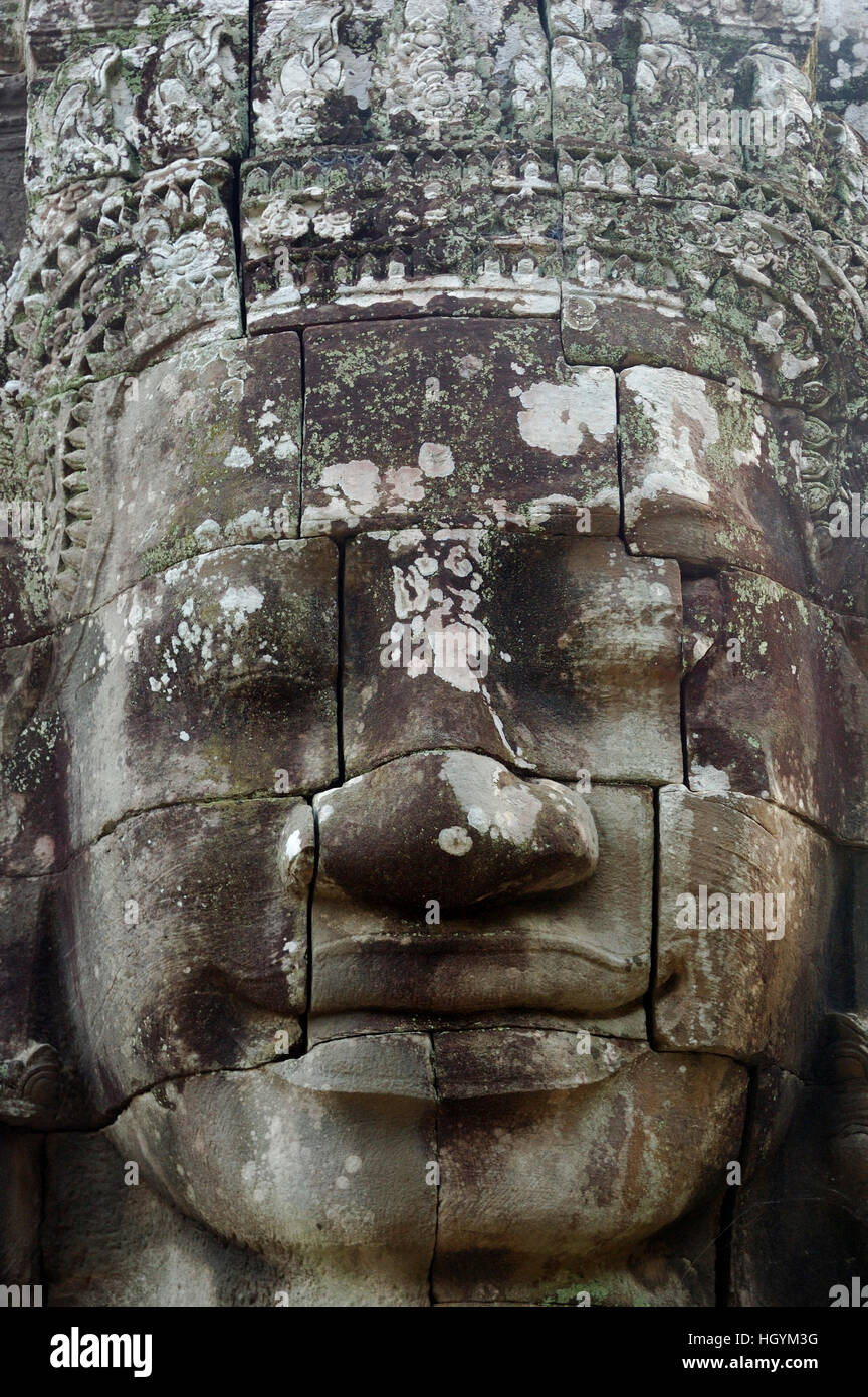 Jayavarman VII's face, Bayon temple, Angkor Wat, Cambodia Stock Photo ...