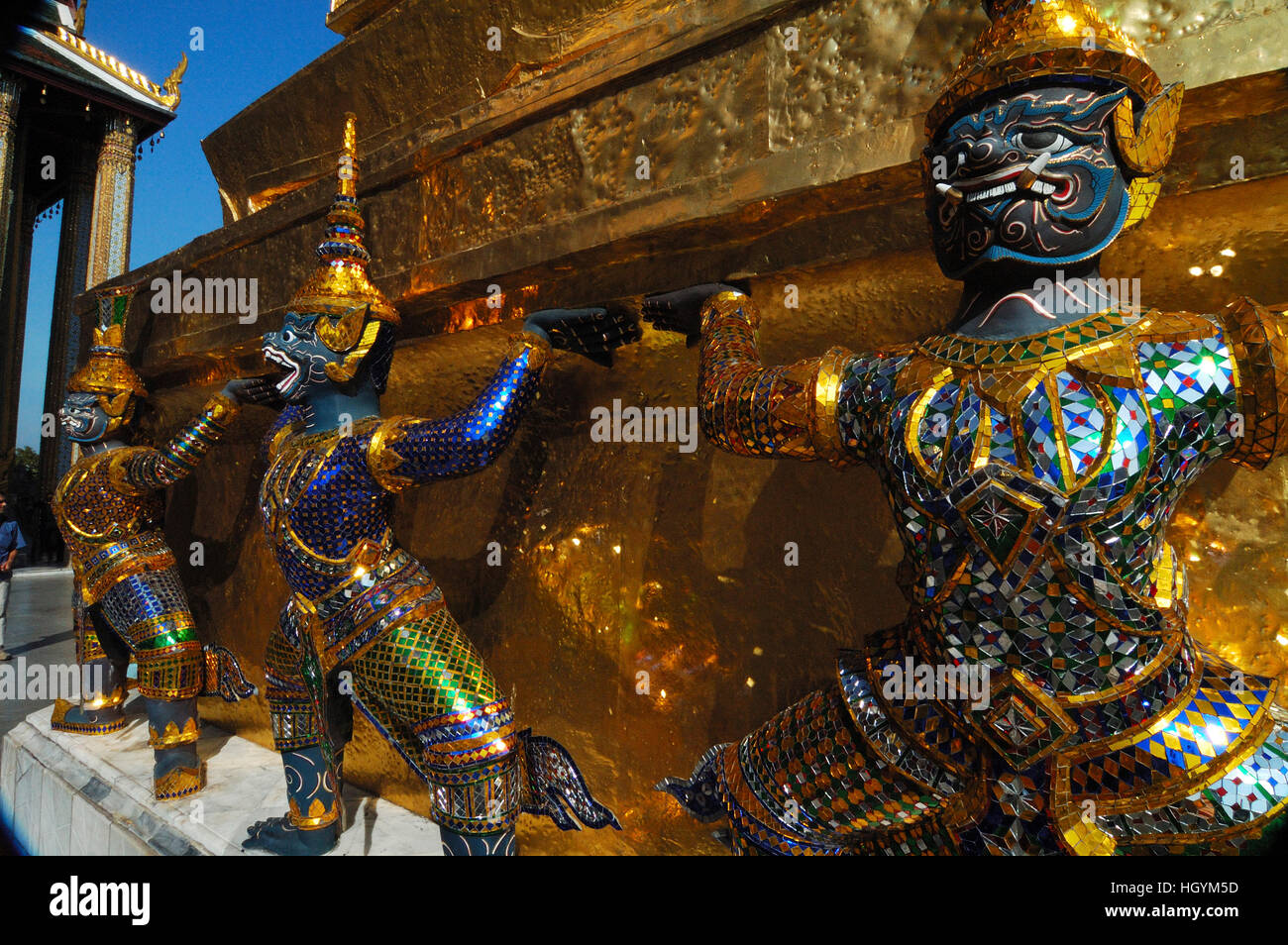 Statues of Yaksha Golden Chedi Wat Phra Kaew temple Bangkok Thailand ...