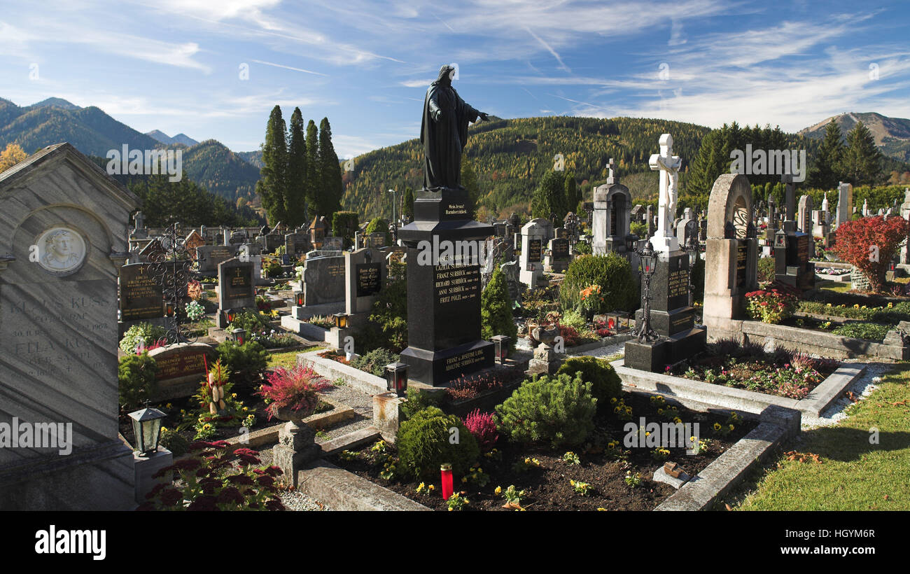Cemetery in Mariazell, Austria, Styria Stock Photo - Alamy