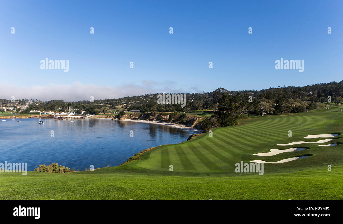 A view of Pebble Beach golf course, Monterey, California, USA Stock ...
