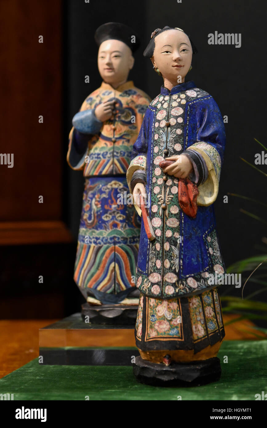 London, UK. 13 January 2017. A pair of 18C Chinese terracotta ...