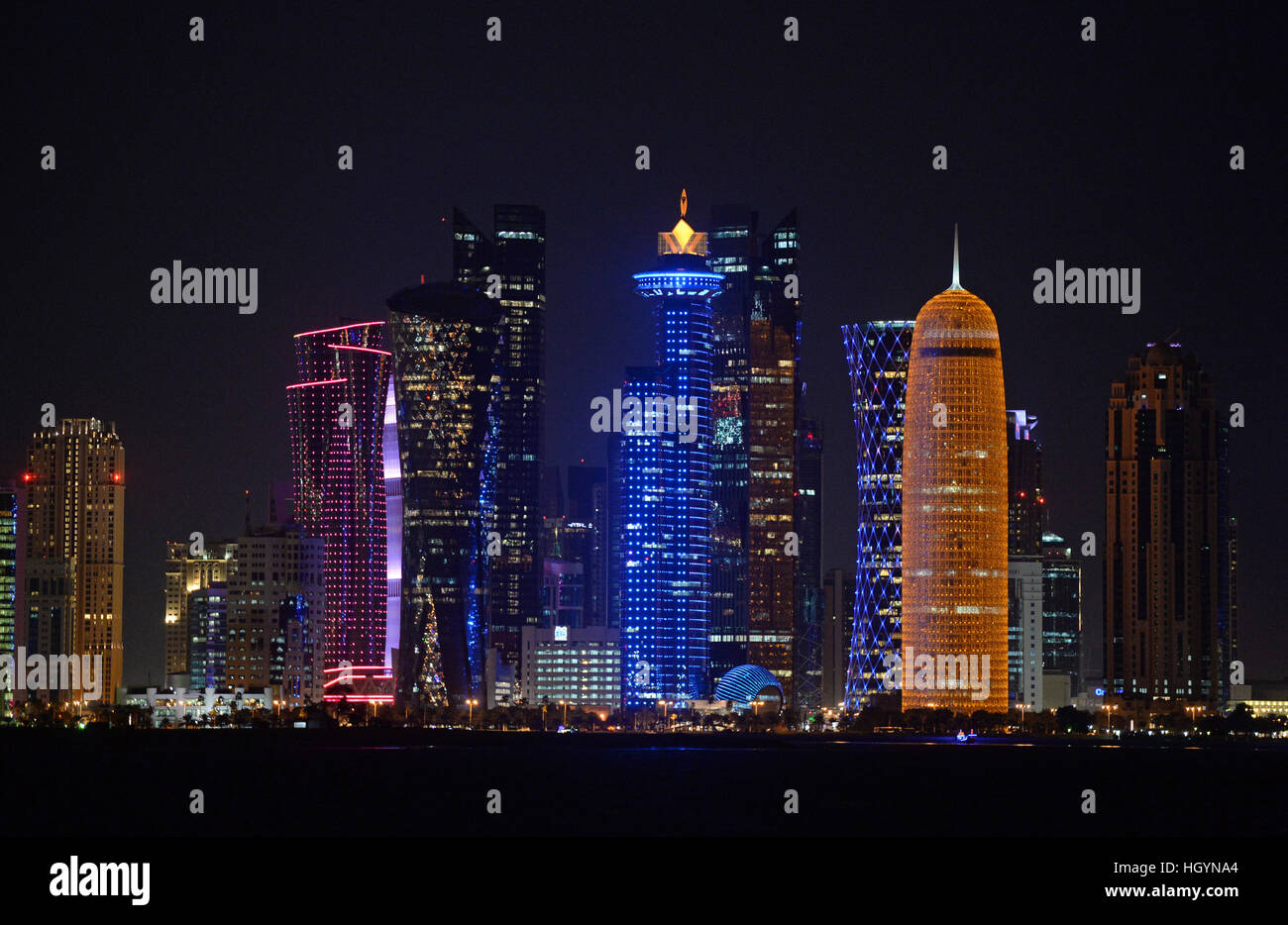 Skyscrapers in the West Bay Quarter in Doha, Qatar, 11 January 2017 ...