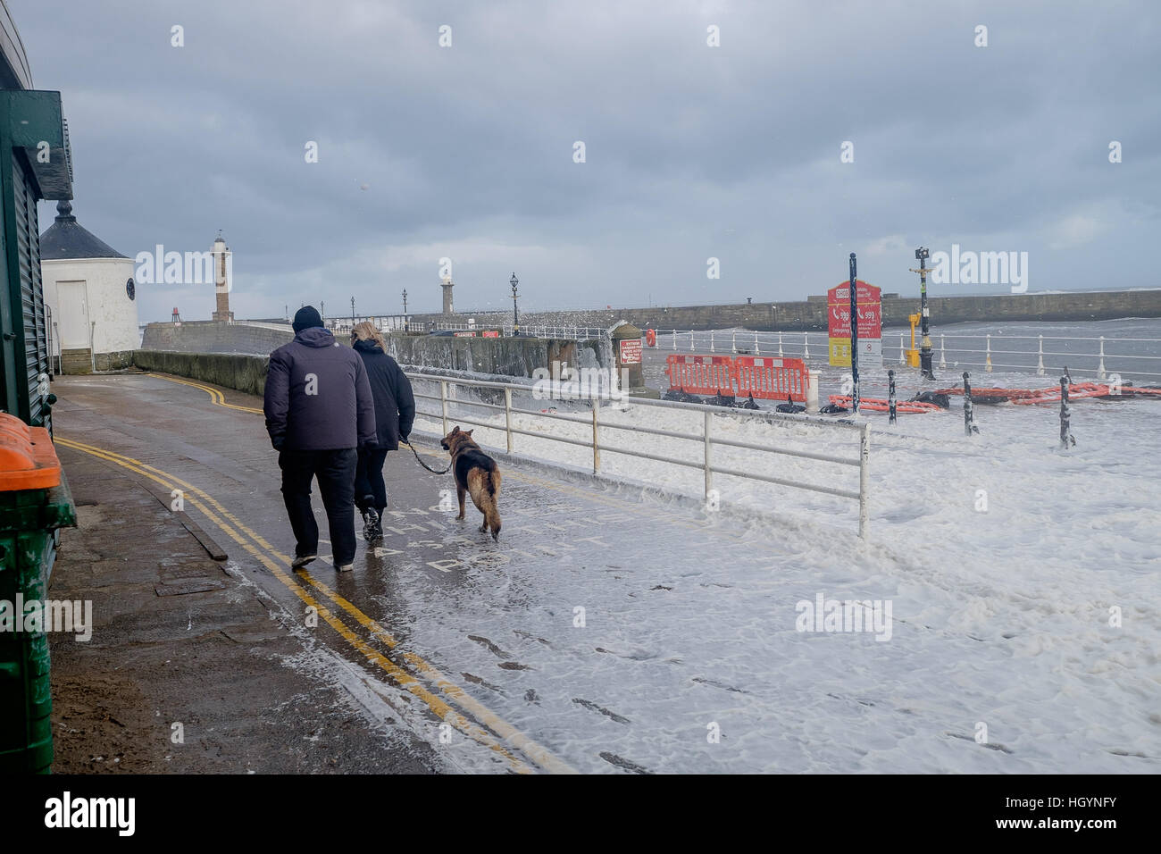 UK Weather. Whitby, North Yorkshire, UK. 13th January 2017. High winds ...