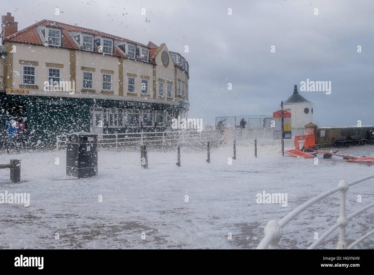 UK Weather. Whitby, North Yorkshire, UK. 13th January 2017. High winds ...