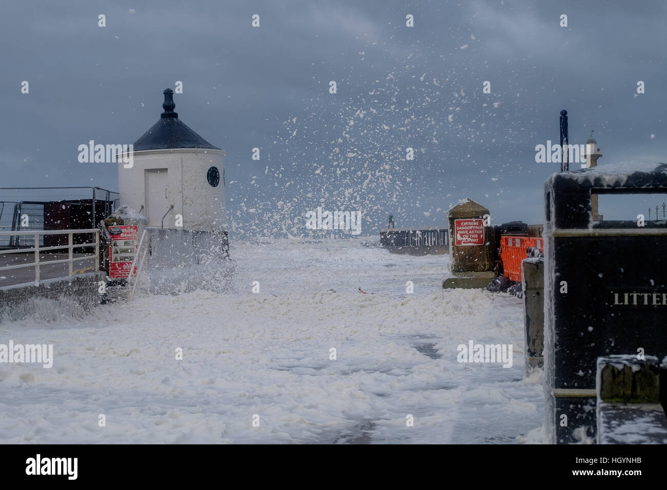 UK Weather. Whitby, North Yorkshire, UK. 13th January 2017. High winds ...
