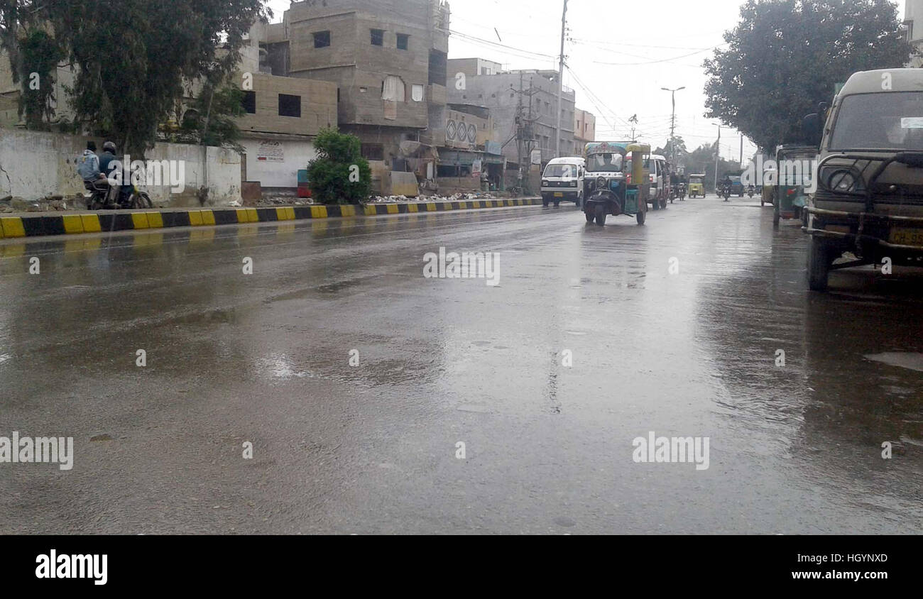 View of first rain within winter season, in Malir area of Karachi on ...