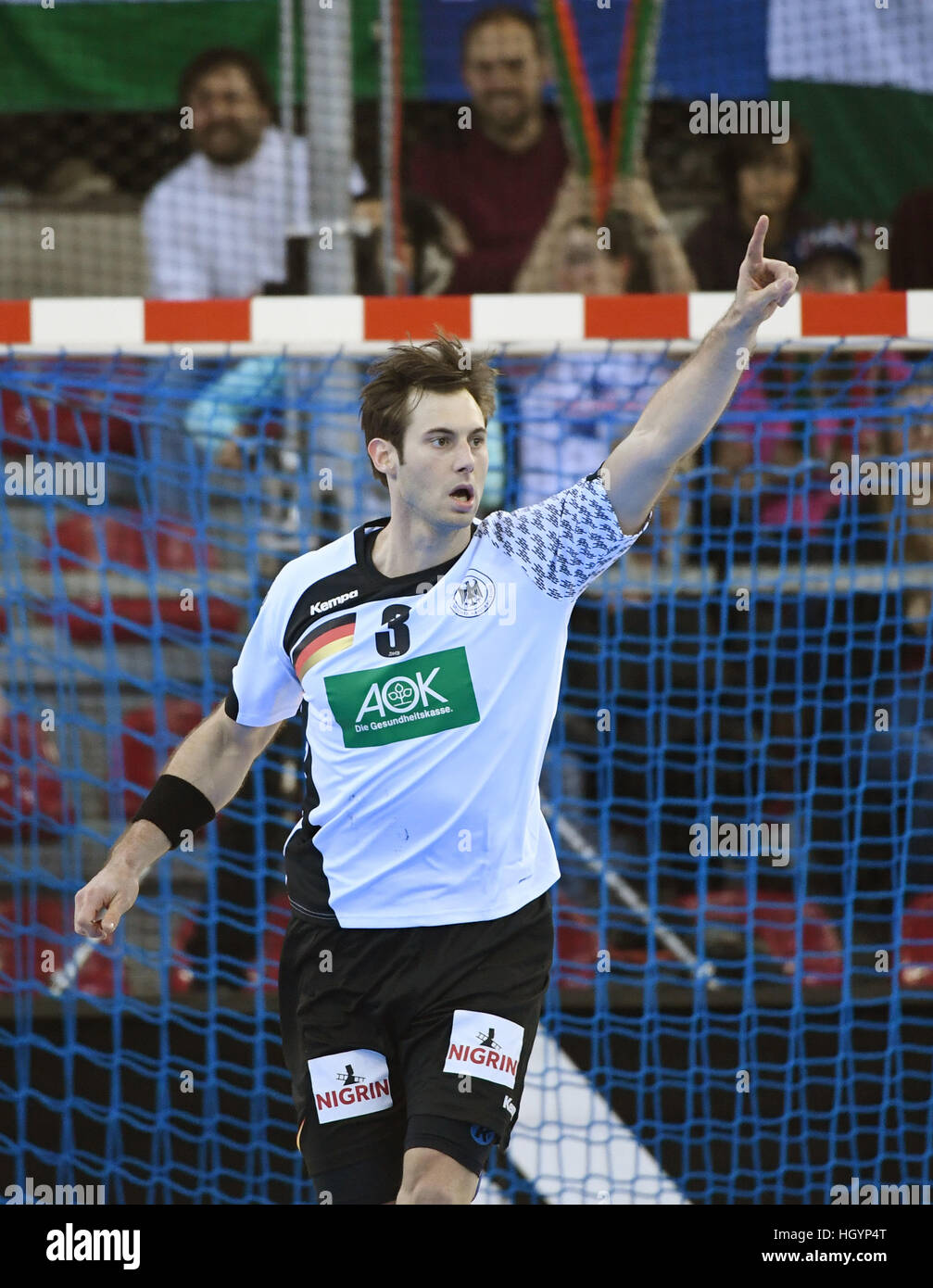 Rouen, France. 13th Jan, 2017. Germany's Uwe Gensheimer celebrates ...