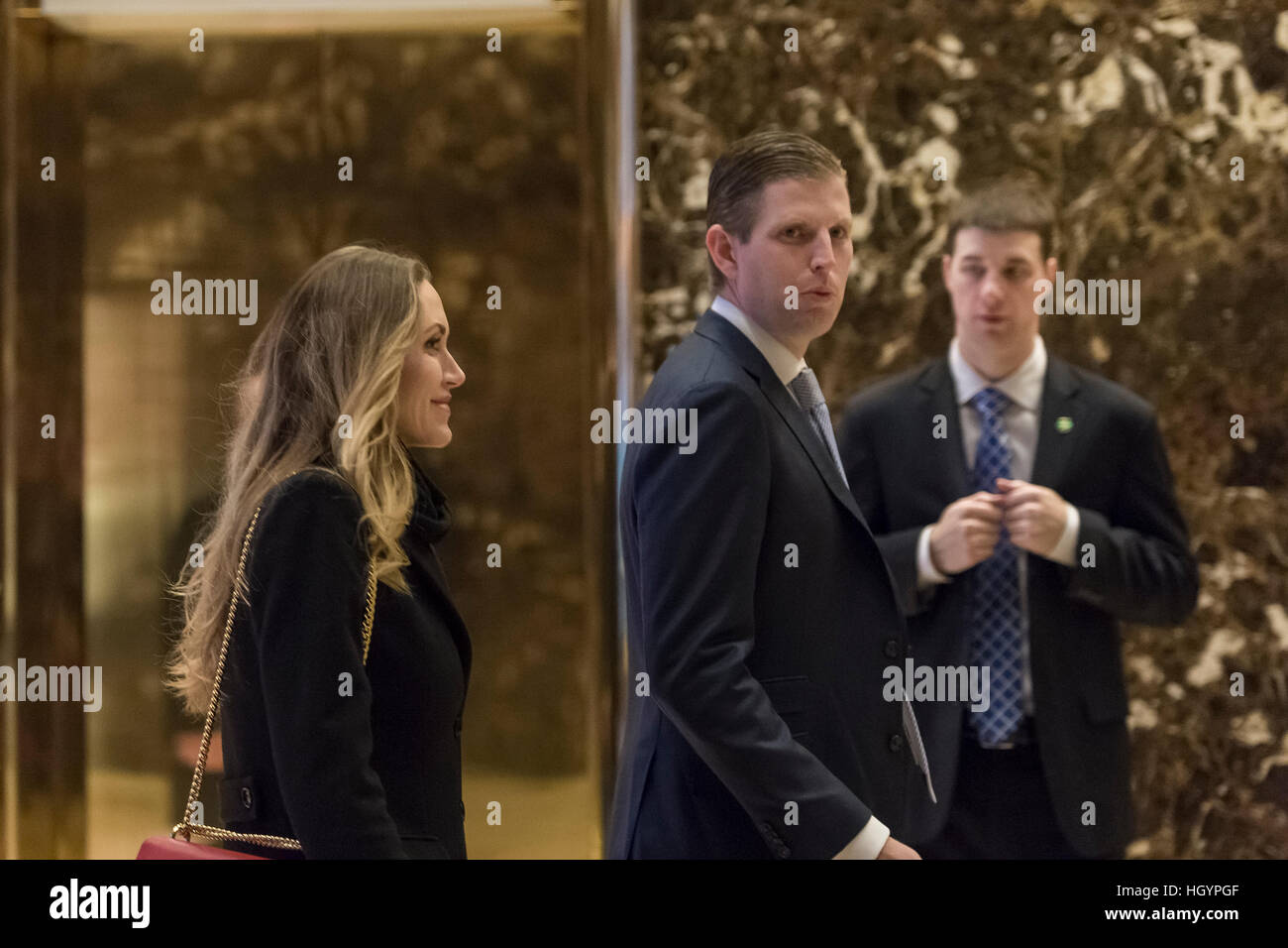 New York, USA. 13th January 2017. Eric Trump (R) and his wife Lara ...