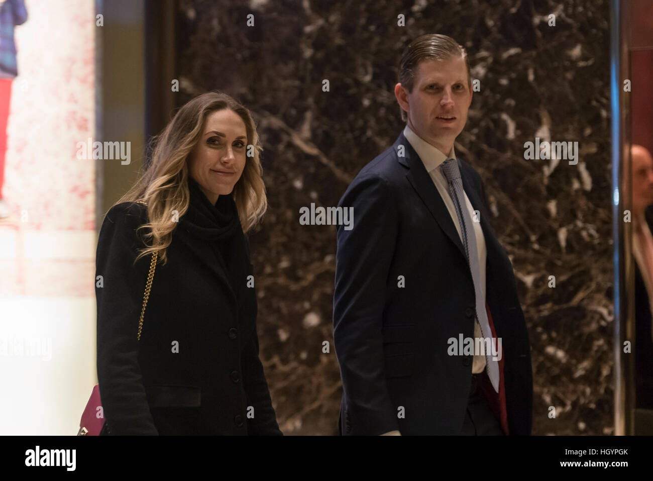 New York, USA. 13th January 2017. Eric Trump (R) and his wife Lara ...