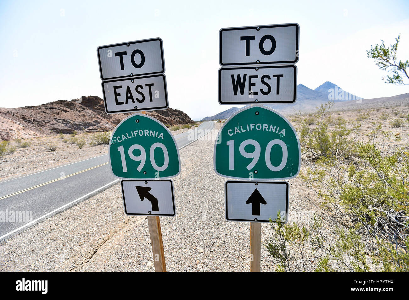 Death Valley National Park, USA. 22nd Aug, 2016. Road signs for ...