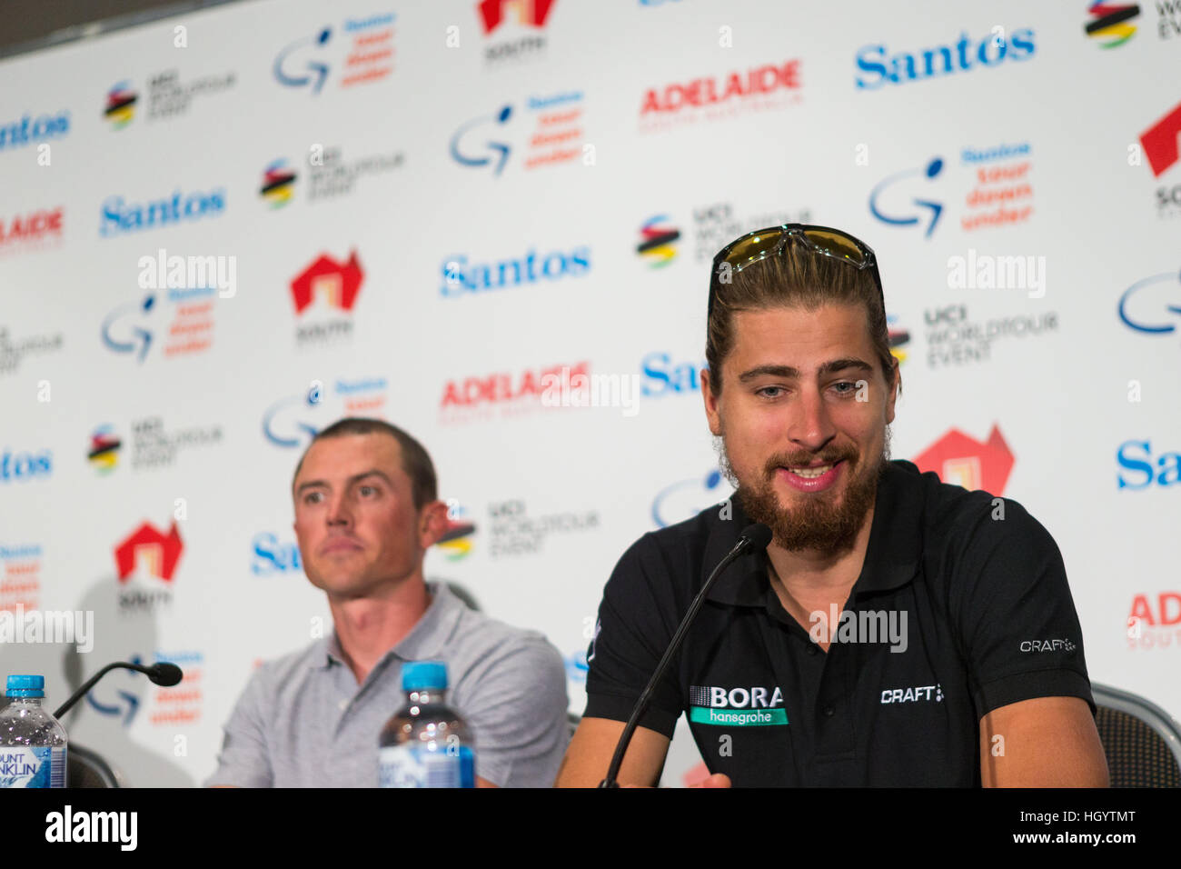 Adelaide, Australia. 14th Jan, 2017. Media Conference with (L-R) Simon Gerrans (ORICA-SCOTT ...