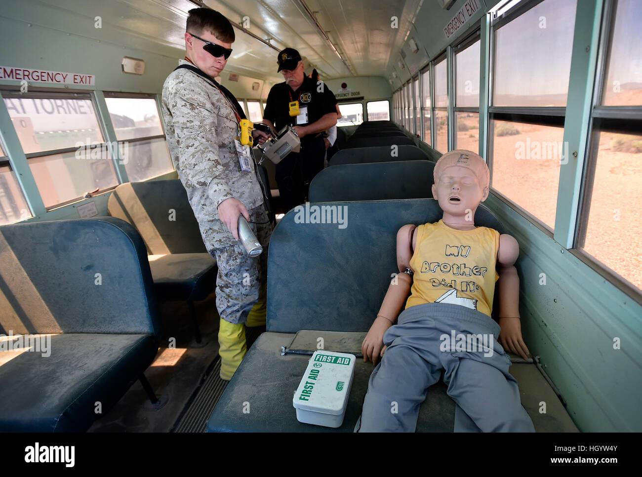 Mercury, Nevada, USA. 20th Apr, 2016. Marine Michael Seabold surveys ...