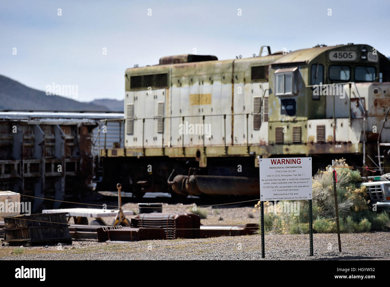 Mercury, Nevada, USA. 20th Apr, 2016. A warning sign is displayed at ...