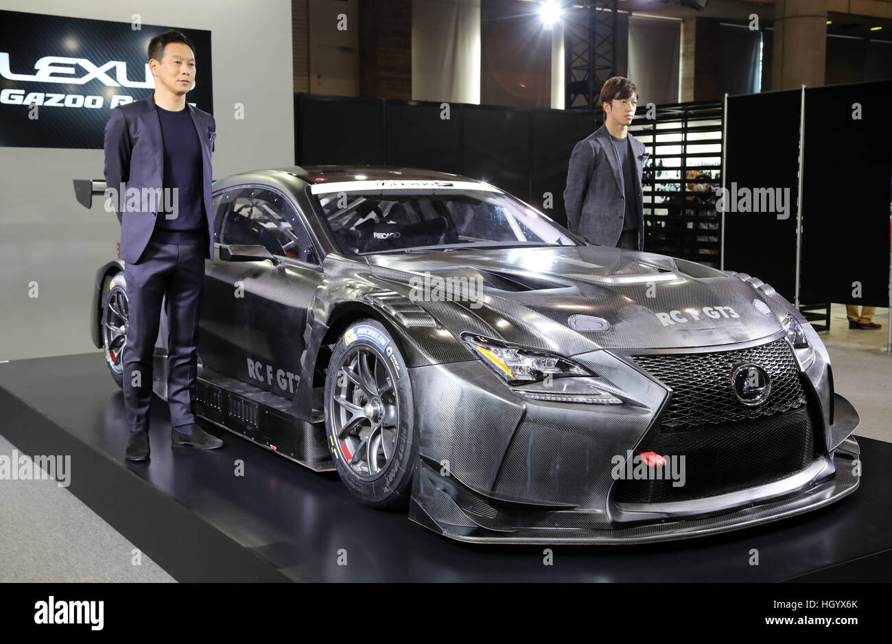 Chiba, Japan. 13th Jan, 2017. ToyotaMotor displays the new GT-3 racing ...