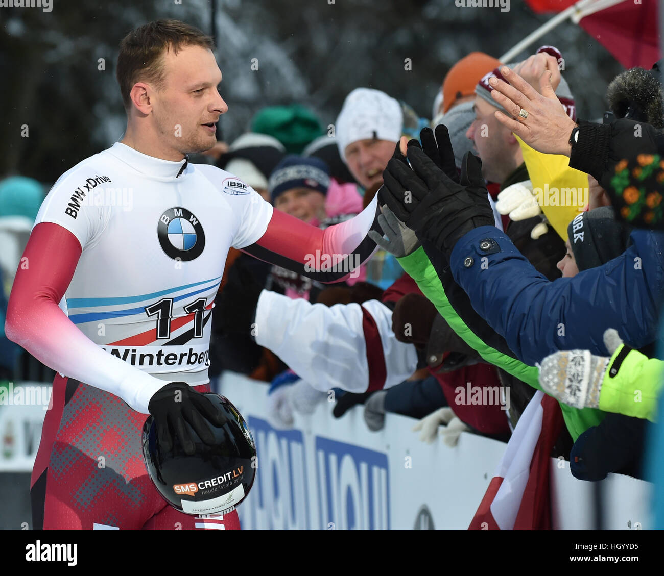 Winterberg, Germany. 14th Jan, 2017. Latvian skeleton racer Tomass ...