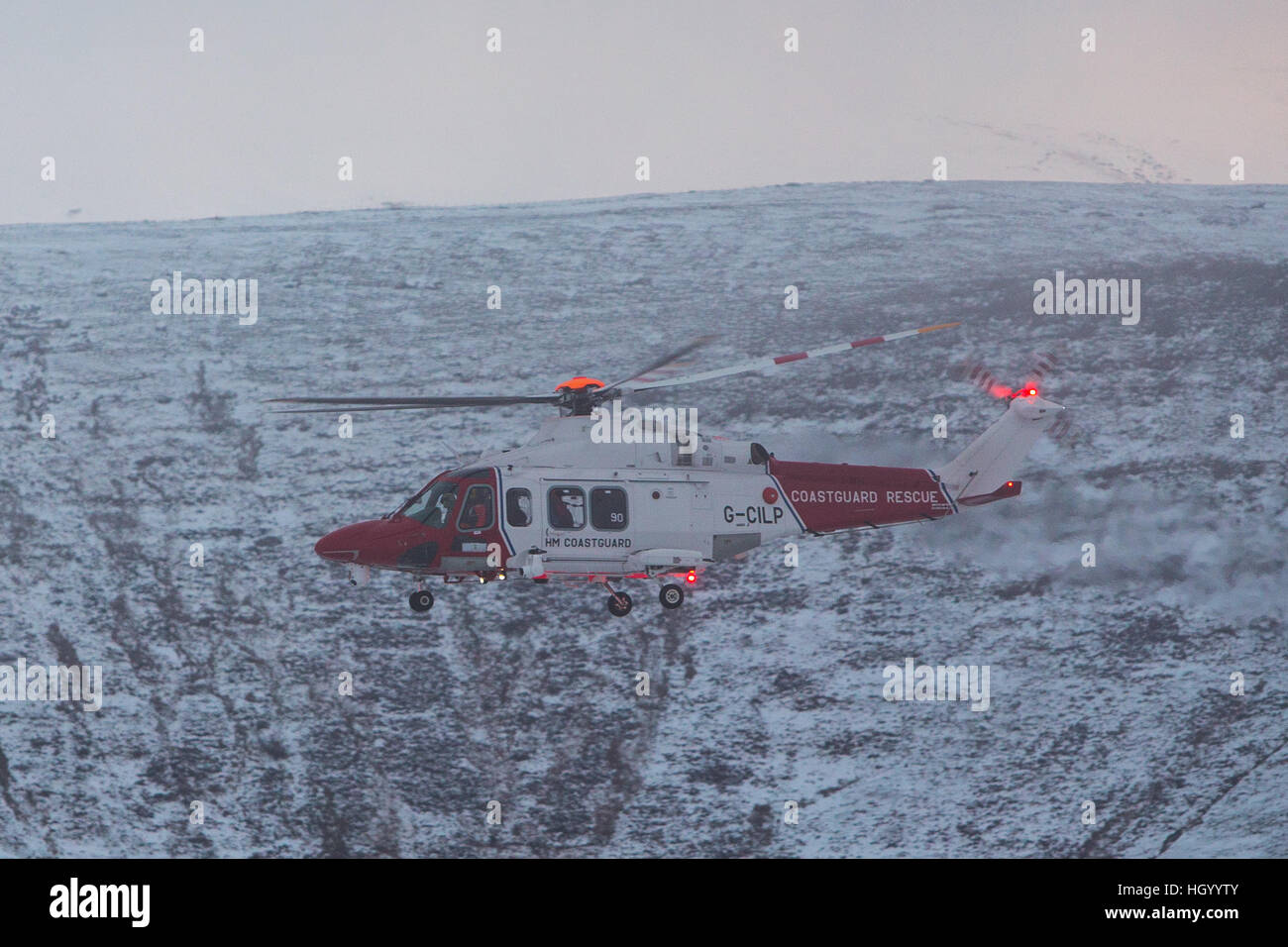 Brecon Beacons, UK. 14th Jan, 2017. The HM Coastguard rescue helicopter ...