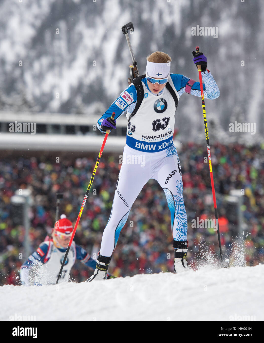 Ruhpolding, Germany. 14th Jan, 2017. Finnish biathlete Laura Toivanen ...