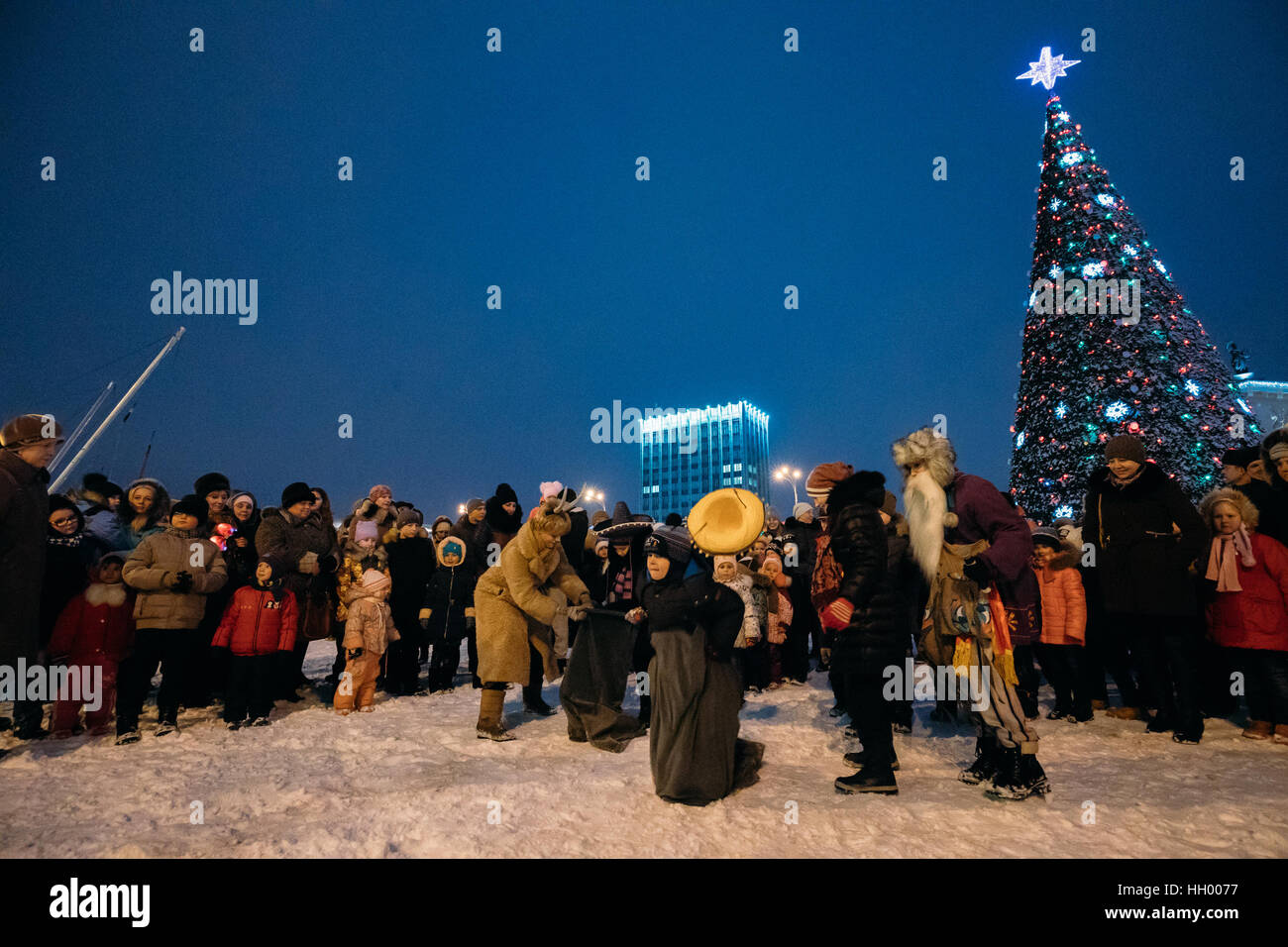Gomel, Belarus. 13th Jan, 2017. Actors dressed as fairy tale characters ...