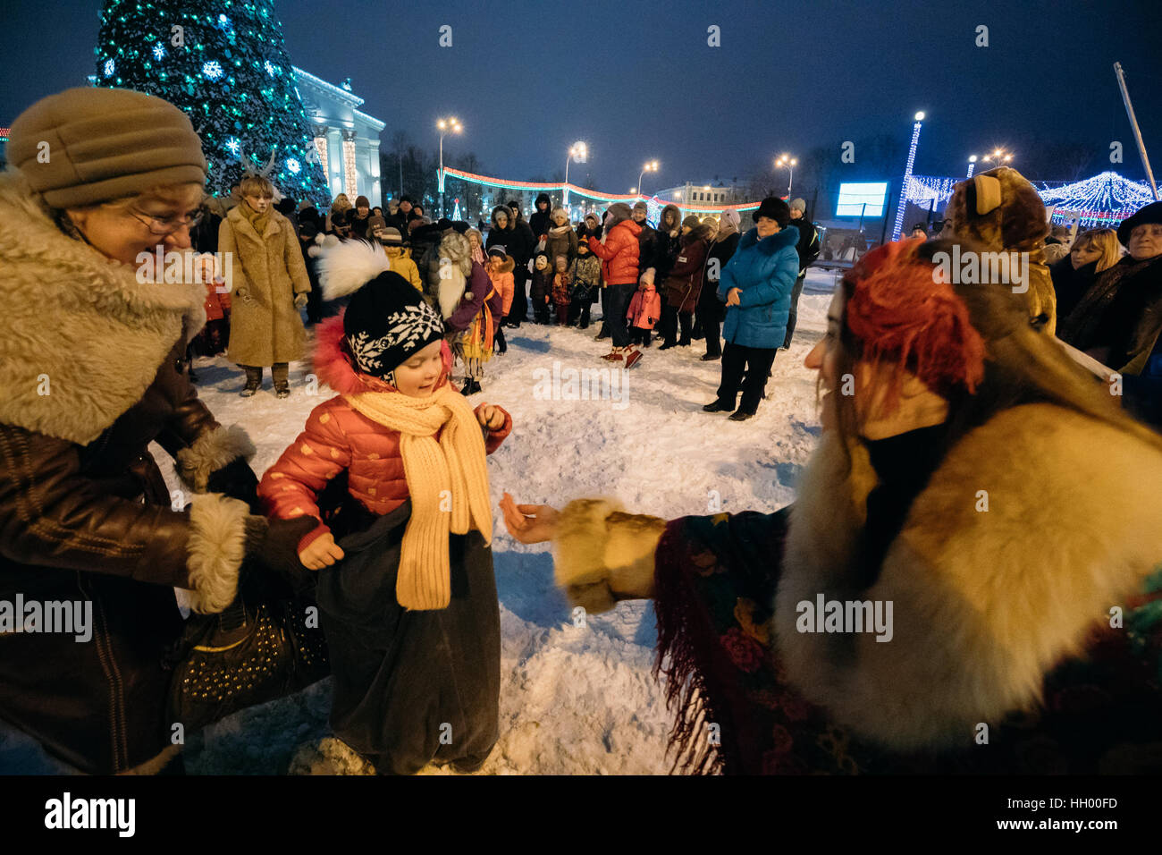 Gomel, Belarus. 13th Jan, 2017. Actors dressed as fairy tale characters ...