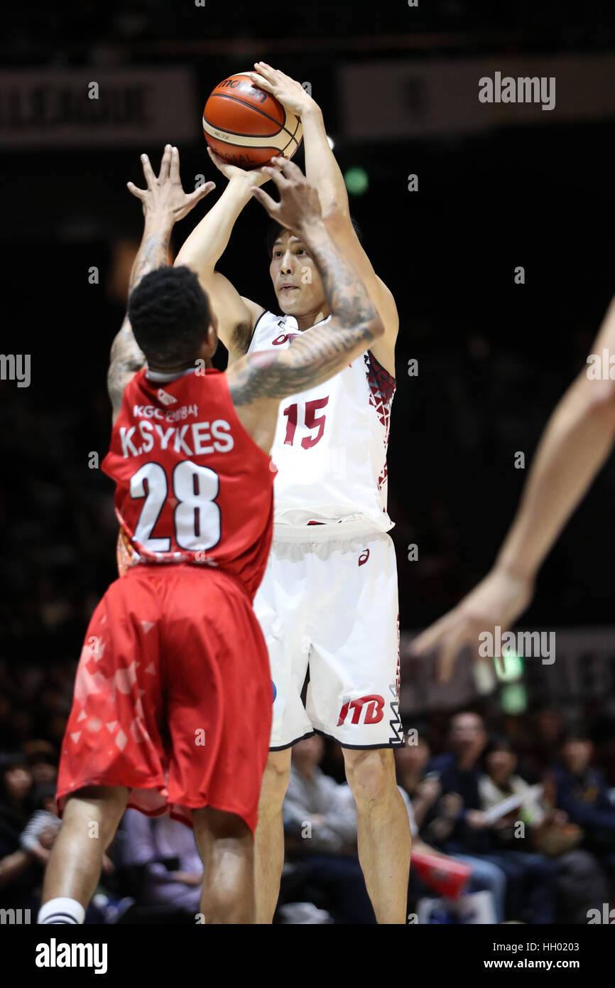 Tokyo, Japan. 14th January, 2017. Hiroki Taniguchi (Brave Thunders ...