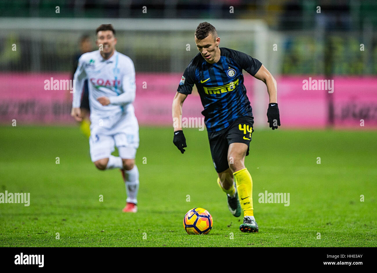 Milan, Italy. 14th Jan, 2017. Inter Milan's Ivan Perisic shoots during ...