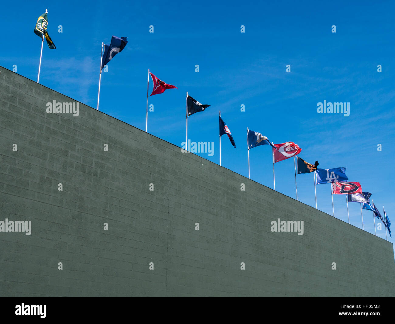 Cactus League baseball spring training team flags, Surprise Stadium ...