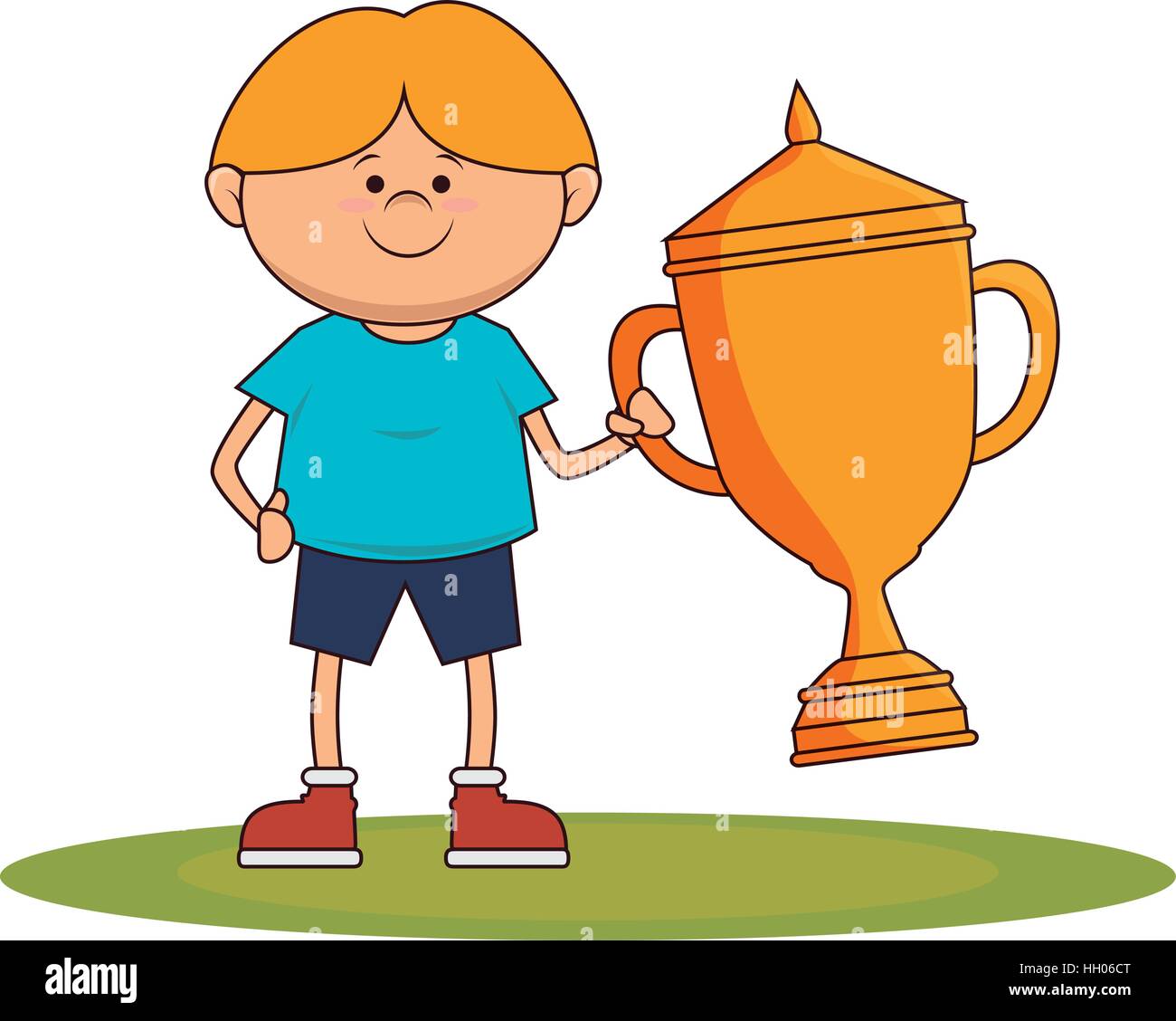 little kid with champion trophy vector illustration design Stock Vector ...