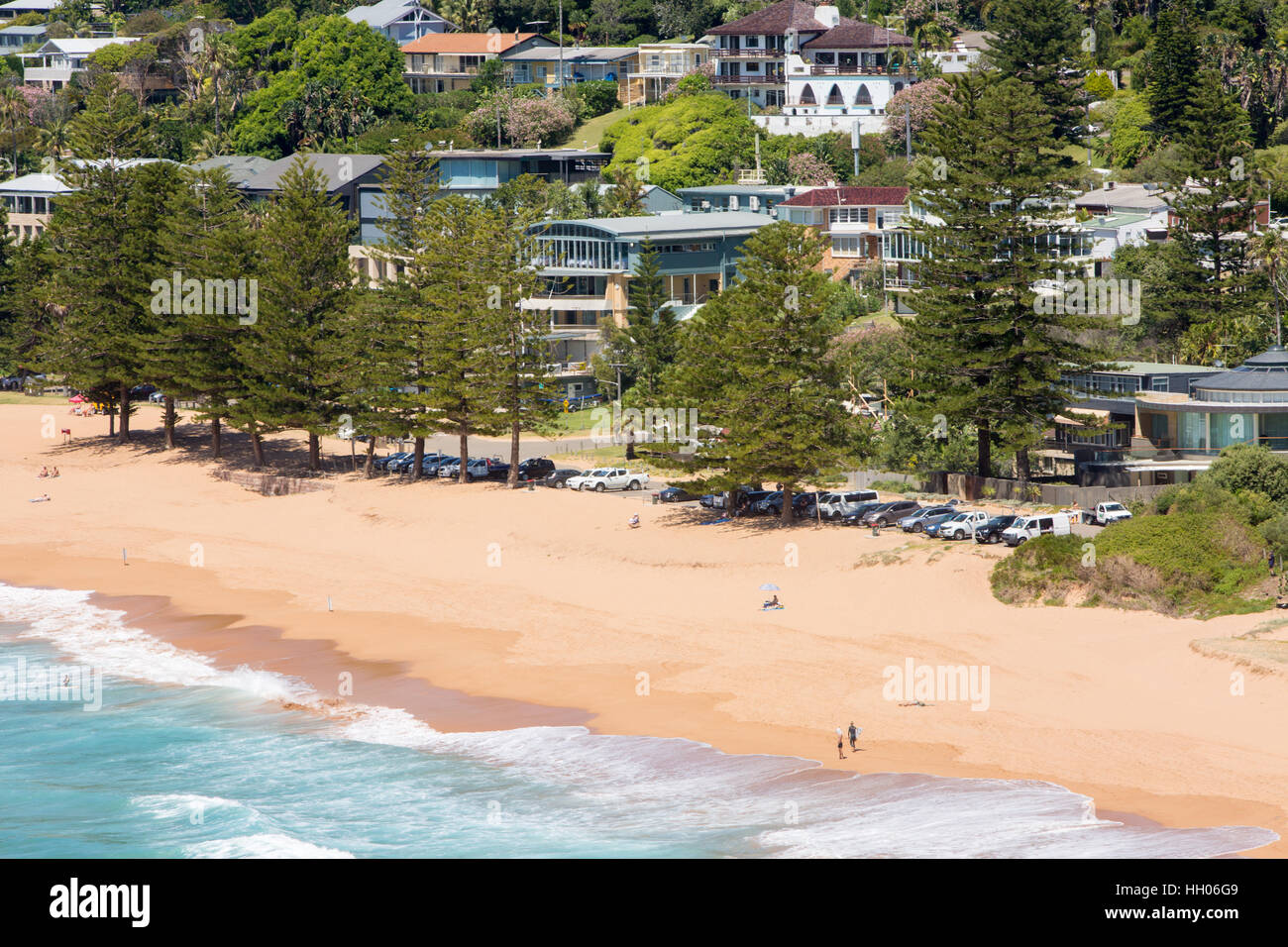 Aerial view of Whale beach, one of Sydney's famous northern beaches on ...