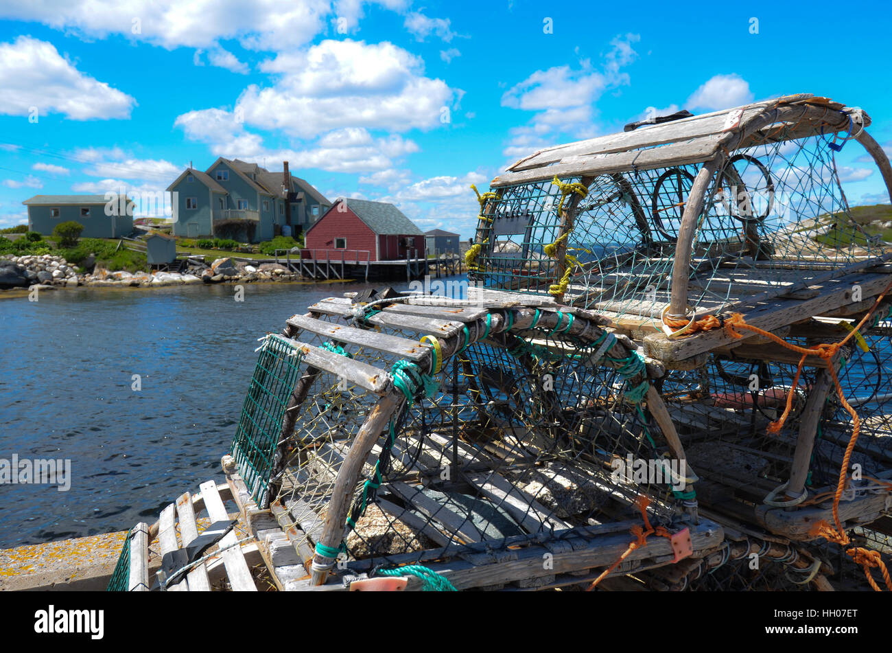 Crab traps wait on the shore Stock Photo - Alamy