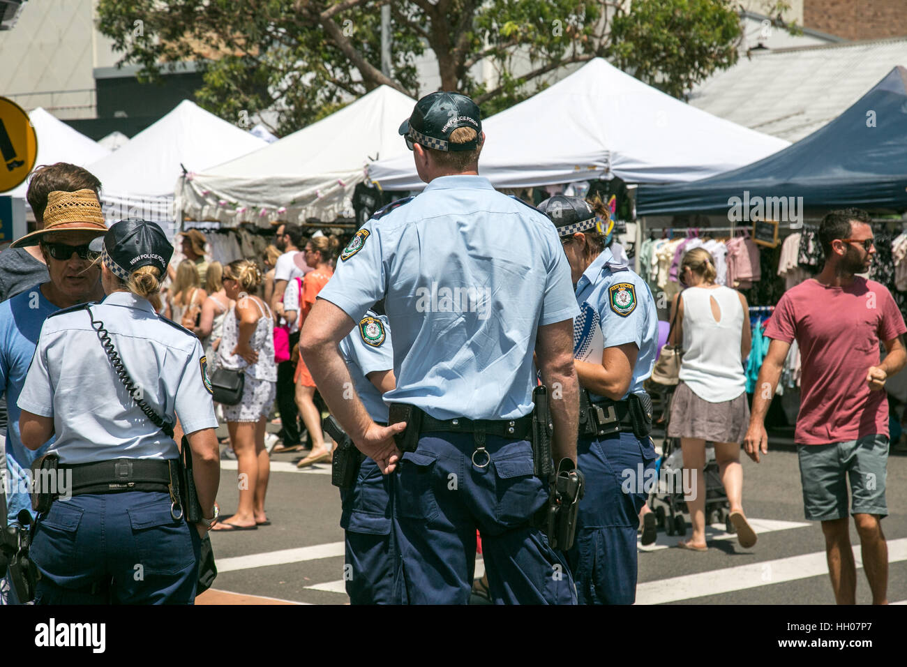 Sydney new south wales police officers on patrol at a community market ...