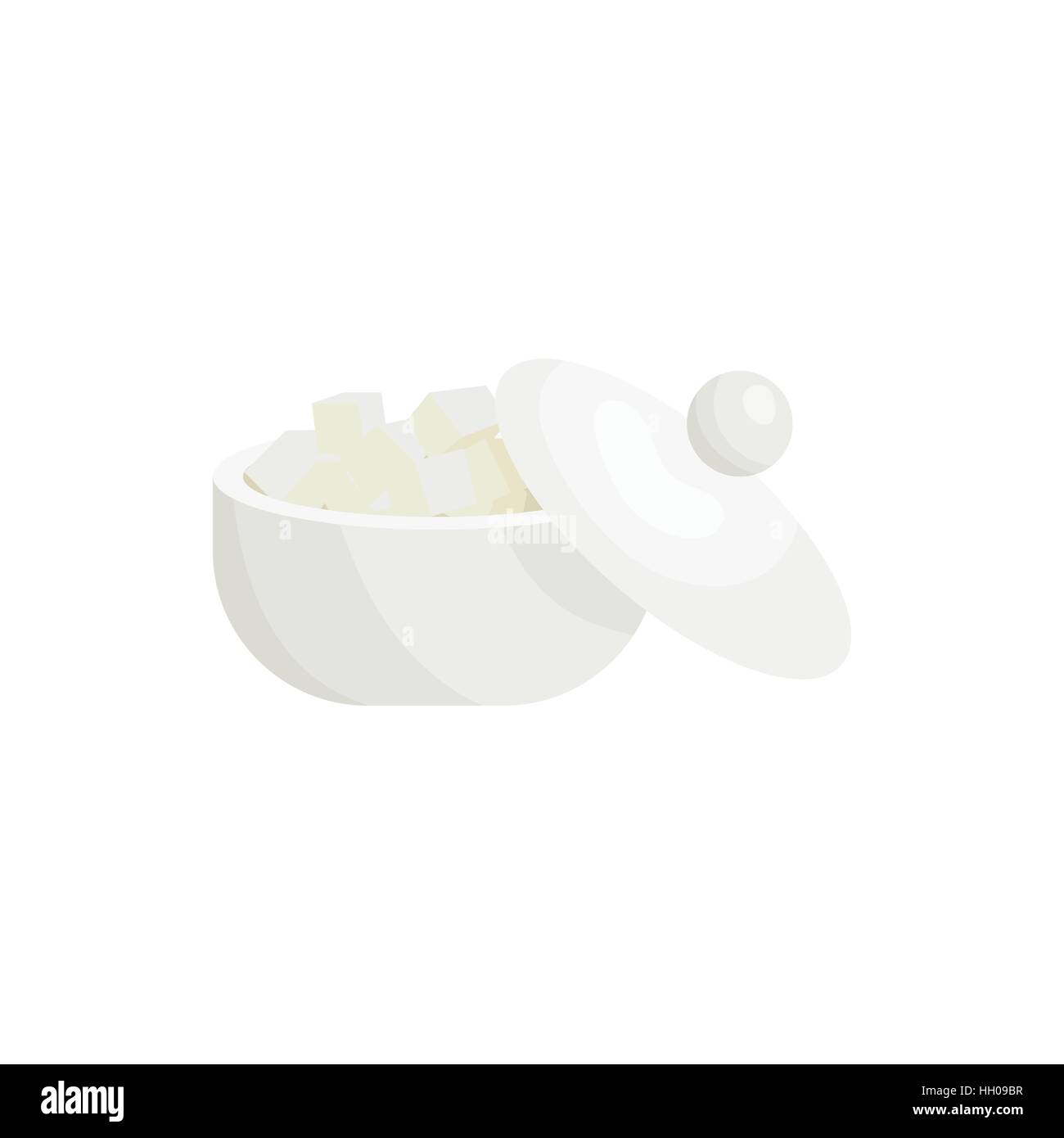 Sugar bowl with sugar cubes icon in cartoon style isolated on white ...
