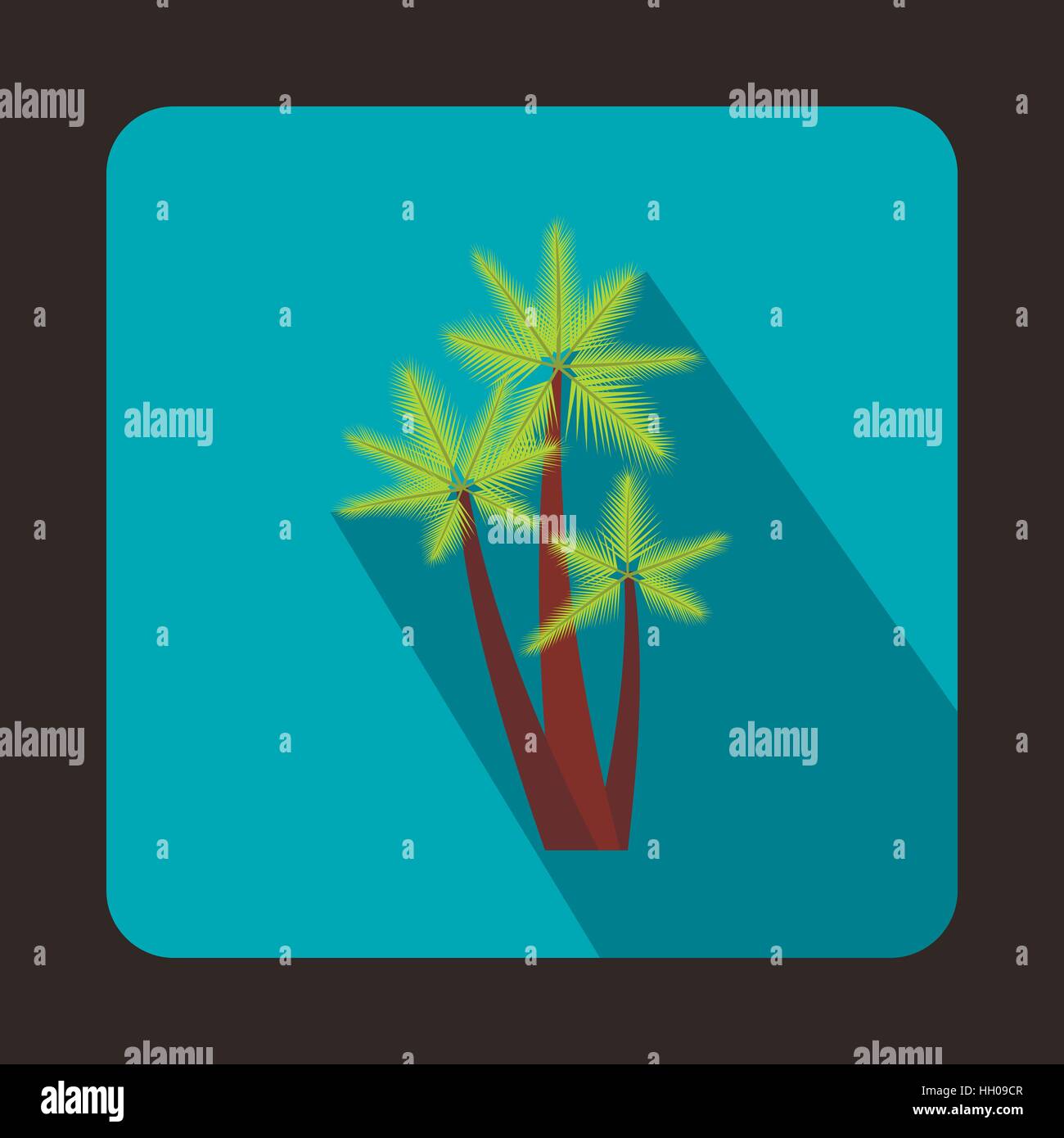 Three palms icon in flat style on a baby blue background Stock Vector ...