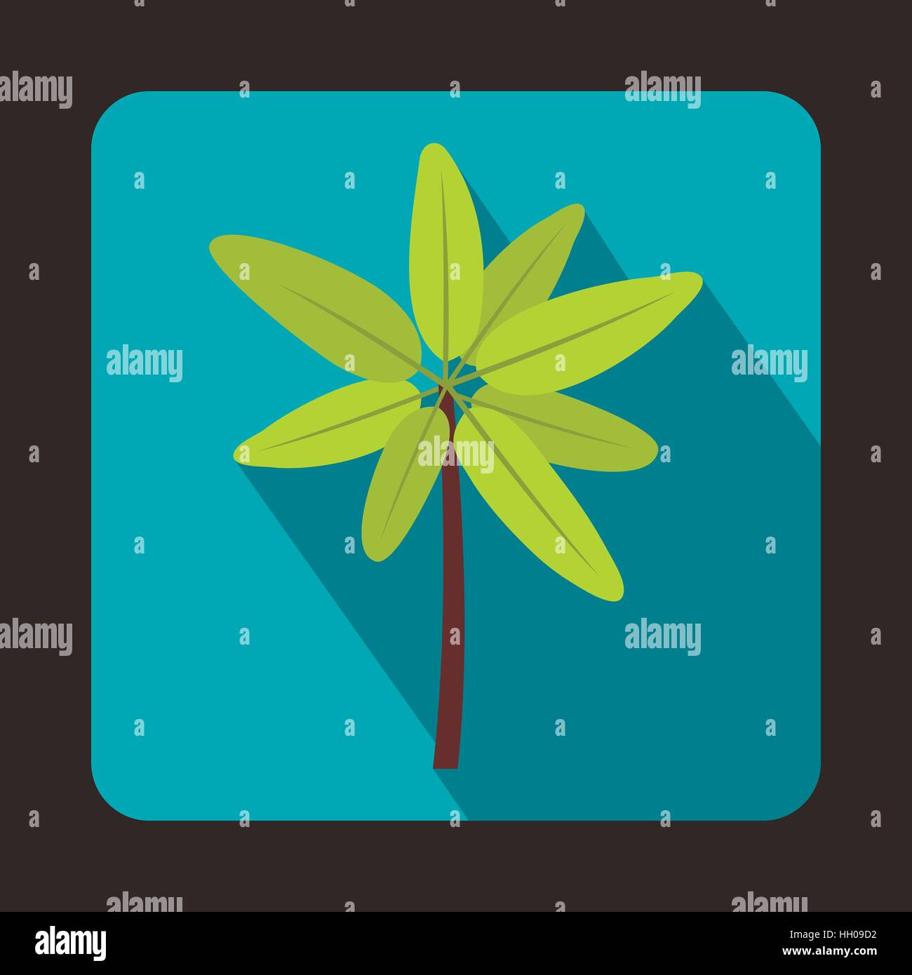 Tropical palm tree. icon in flat style on a baby blue background Stock ...