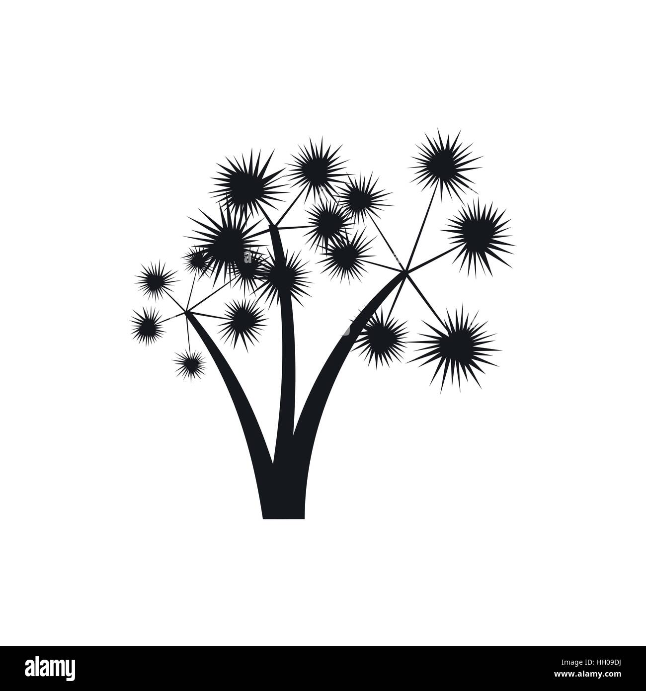 Three spiky palm trees icon in simple style isolated on white ...